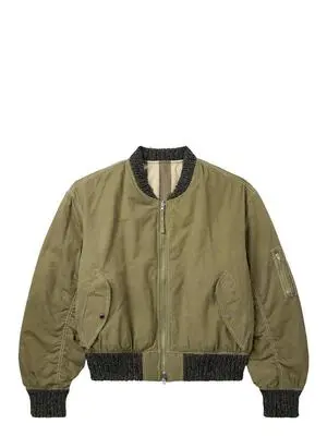 STORY MFG. Reversible Organic Cotton-canvas Bomber Jacket - Green