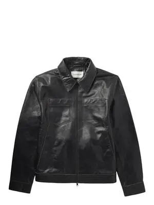 Oliver Spencer Norton Leather Jacket - Black