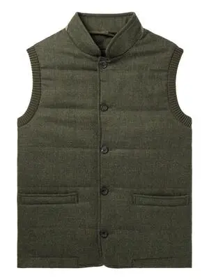 Purdey Padded Herringbone Wool-blend Gilet - Green