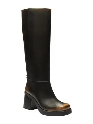 Coach Sculpted C Tall Boot In Loved Leather - Black
