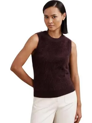 REISS 100% Brushed Cashmere Vest - Burgundy
