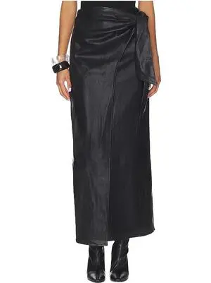 ALL THE WAYS Kassidy Faux Leather Wrap Skirt - Black