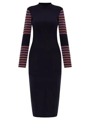 Paul Smith Fitted Wool Midi Dress Navy Blue
