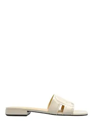Furla Leather Slides With Embossed Detailing - Cream