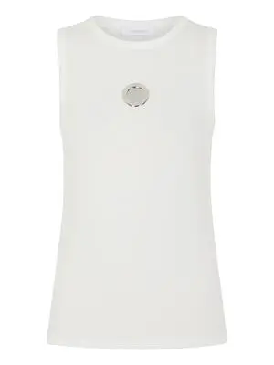 Rabanne Logo Metallic Tank Top - White