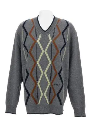Plan C Geometric Intarsia Wool Blend Knitwear - Grey