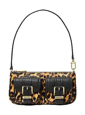 Michael Kors Zoe Small Leopard Print Calf Hair Pochette - Yellow