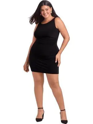 S3 APPAREL Sculpting Shapewear Shirred Mini Dress - Onyx Black