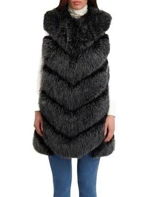 LYLA GRANT Fur-free Fox Vest - Black Snowtop