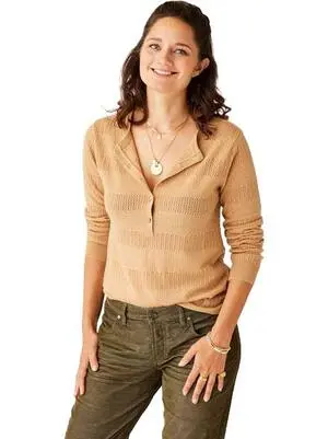 CAVE DESIGNS Amara Pointelle Sweater Camel