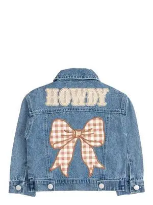 SWEET WINK Gingham Bow Patch Jacket - Denim