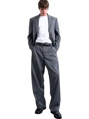 Topman Straight Leg Suit Trousers - Charcoal