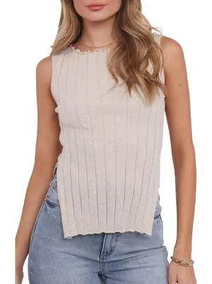 PETAL & PUP Brodie Wide Rib Sleeveless Sweater - Beige