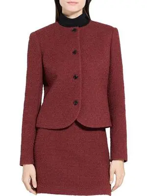 Theory Tweed Jacket - Oxblood Red