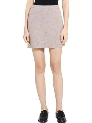 Theory Wool Blend Knit Miniskirt - Beige Multi - E2e
