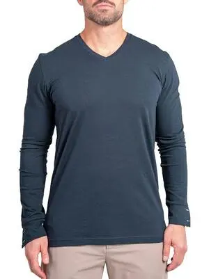 MACEOO Edison Ascension V-neck Long-sleeve T-shirt - Blue