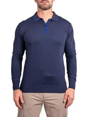 MACEOO Knitted Passion Quarter Zip Sweater - Blue