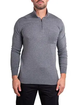 MACEOO Knitted Passion Quarter Zip Sweater - Grey