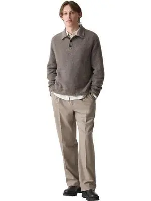 Theory Relaxed Pleat Pant In Cashmere-blend Flannel - Light Feather Melange