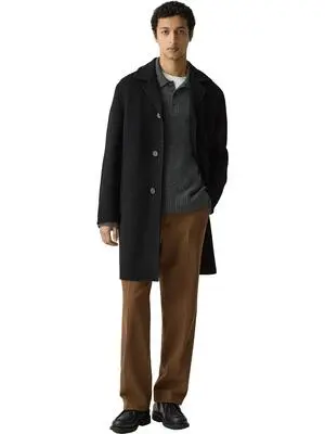 Theory Standard Coat In Double-face Wool-cashmere - Black