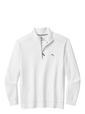 Tommy Bahama Textured Cotton & Lyocell Half Zip Pullover - White