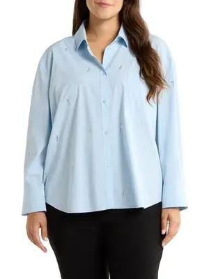 Lyssé Skye Crystal-embellished Button-up Shirt - Blue Belle