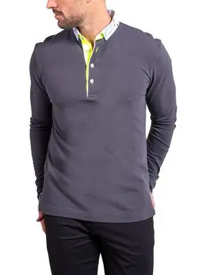 MACEOO Newton Ascension0011 Long Sleeve Button-down Polo - Grey