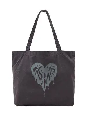 ALLSAINTS Tripp Heart Logo Cotton Canvas Tote - Washed Black