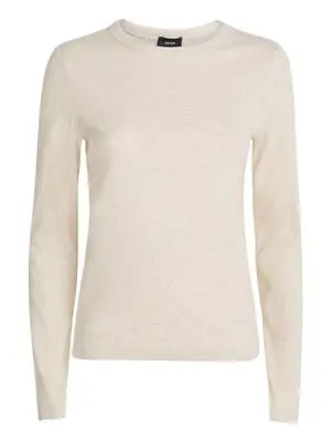ME+EM Cotton-blend Ribbed Long-sleeve Top - Ivory