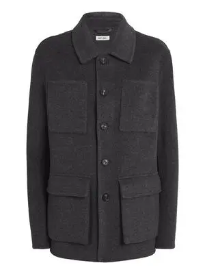 Soft Goat Wool-cashmere Signature Jacket - Grey