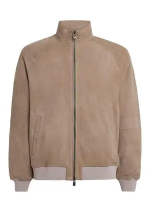 Corneliani Suede Padded Bomber Jacket - Grey