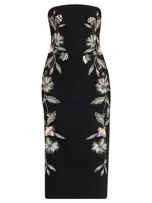 Cinq À Sept Floral Embellished Strapless Dress - Black/multi