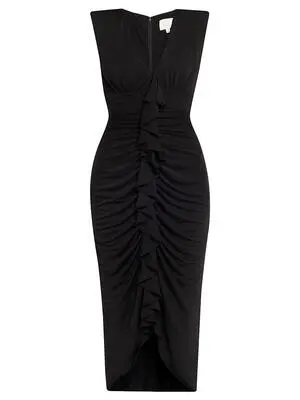 Cinq À Sept Jed Ruched Midi Dress - Black
