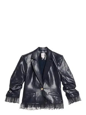 Cinq À Sept Lace-trim Vegan Leather Blazer - Navy/navy