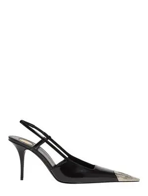 Saint Laurent 90mm Jeanne Leather Slingback Pumps - Noir