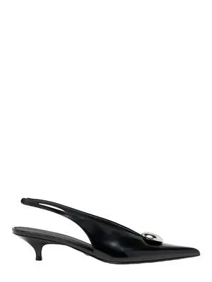 Proenza Schouler Dome Slash Leather Slingback Pumps - Black