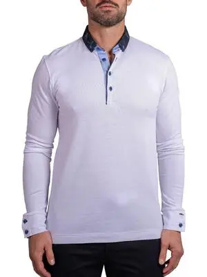 MACEOO Newton Ascension0010 Long Sleeve Button-down Polo - White