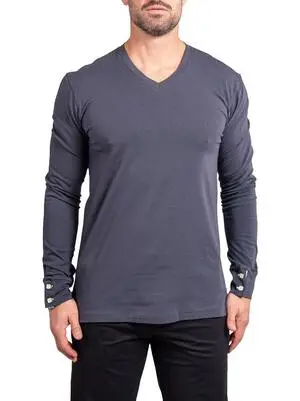 MACEOO Edison Ascension V-neck Long Sleeve T-shirt - Grey