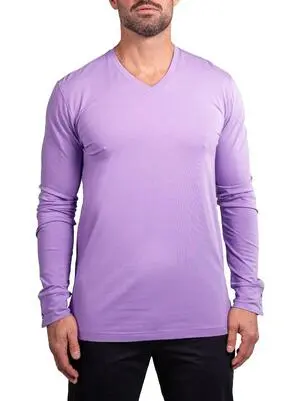 MACEOO Edison Ascension V-neck Long Sleeve T-shirt - Purple