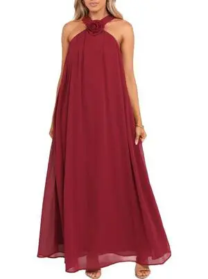 PETAL & PUP Melba Rosette Maxi Dress - Berry