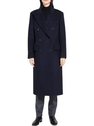 Theory Peak Lapel Double-breasted Wool-cashmere Blend Coat - Baltic