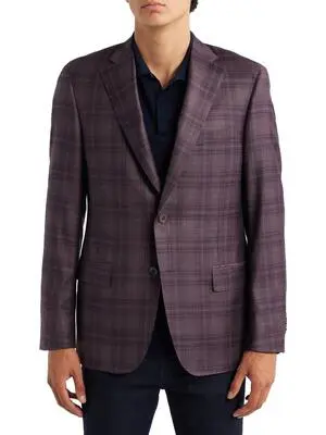 HERITAGE GOLD Milano Regular Fit Plaid Super 130s Wool Sport Coat - Purple