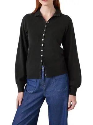 LK BENNETT Alice Merino Wool Blend Cardigan - Black