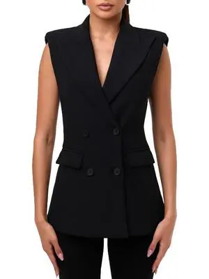 Naked Wardrobe Sleeveless Ponte Blazer Vest - Black