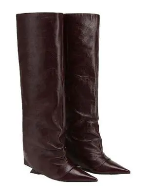 NAKED WOLFE Stated Leather Boots - Burgundy