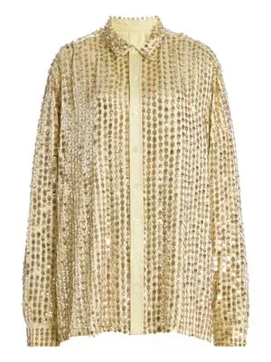 ZANKOV Zankov Gabrielle Embellished Silk-Blend Shirt