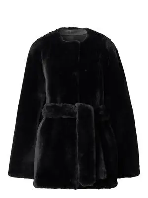TOTEME Belted Shearling Jacket - Black