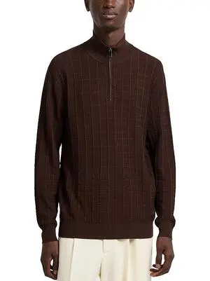 Emporio Armani Knit Quarter Zip Sweater - Solid Medium