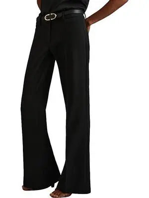 REISS Gabi Flare Leg Trousers - Black