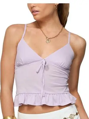 EDIKTED Martie Peplum Tank Top - Lilac